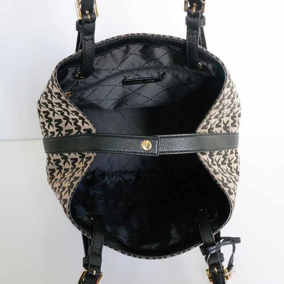 Michael Kors | Bags | Micahel Kors M Carryall Grab Bag Mk Beige Black ...